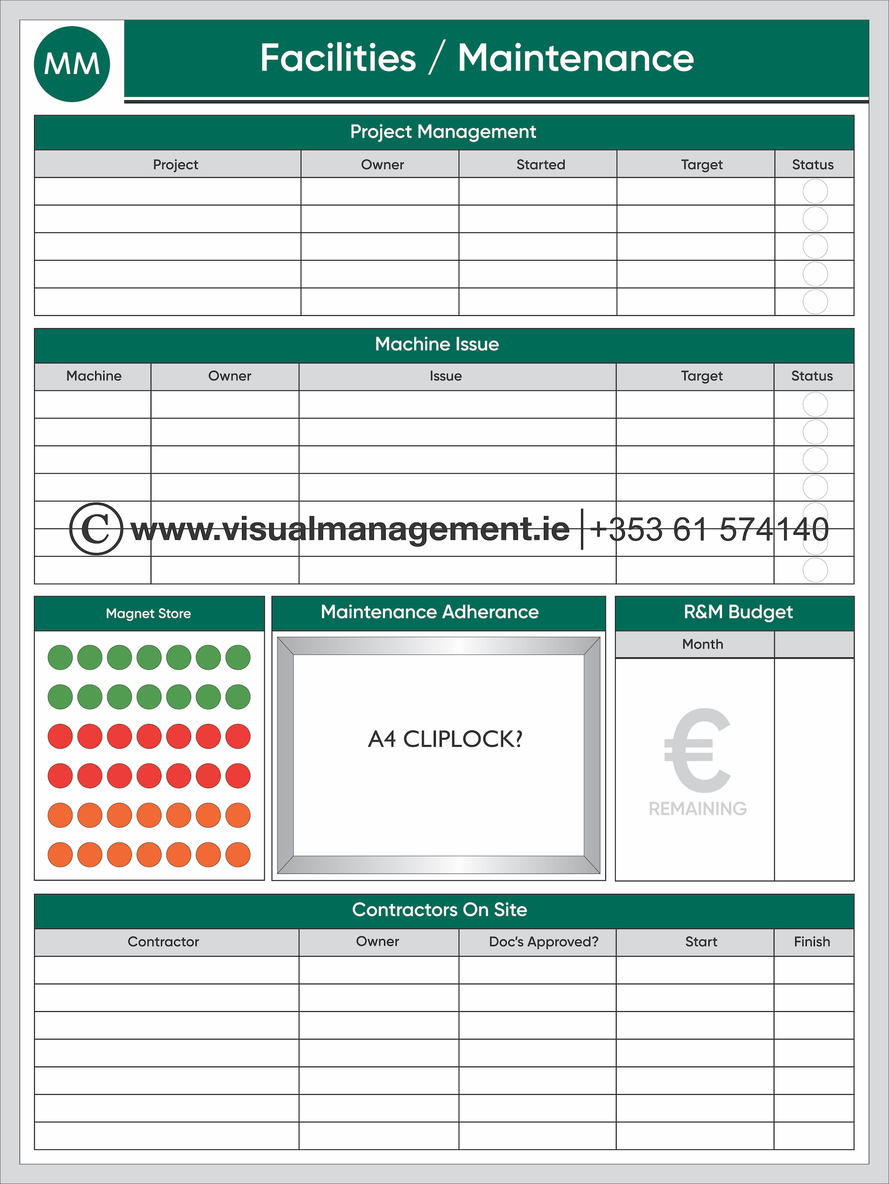Facilities and Maintenance Boards - Visual Management