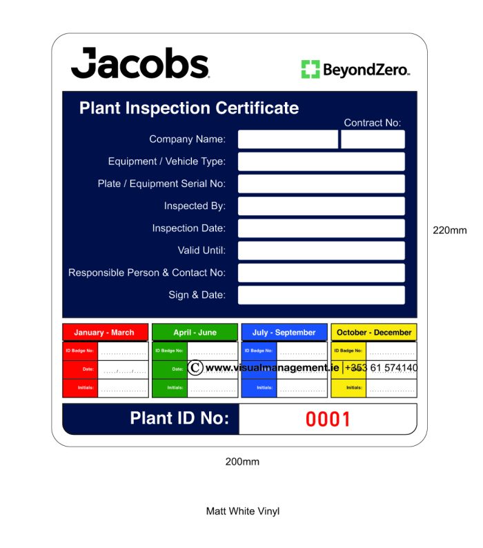 Site Start Pack - EHS Labels and Tags - Equipment Reference Labels ...