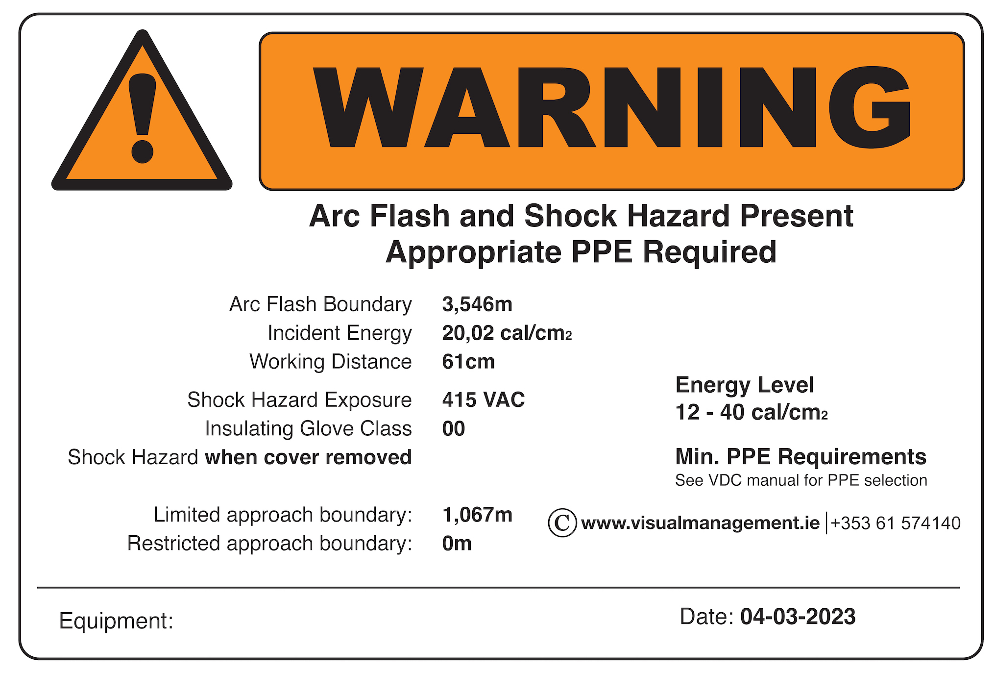 Arc Flash Labels - Visual Management